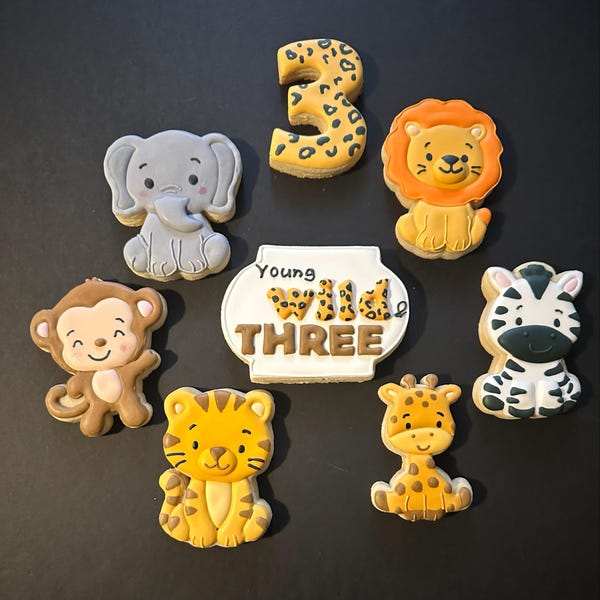 Safari Animals Cookie Cutter Set – Lion, Monkey, Giraffe, Elephant ...
