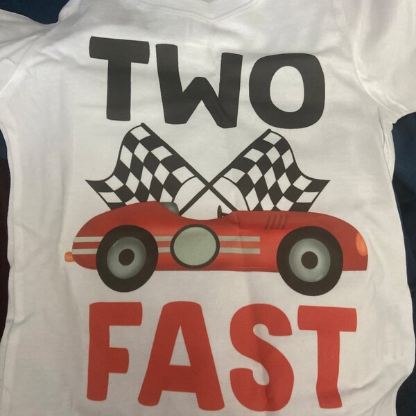 Two Fast Race Car Shirt, Racecar Birthday Shirt, Birthday Boy Shirt ...