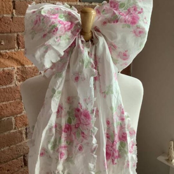 Tattered Shabby Rose Floral Raw Edge Washed Soft Cotton Wrinkled ...