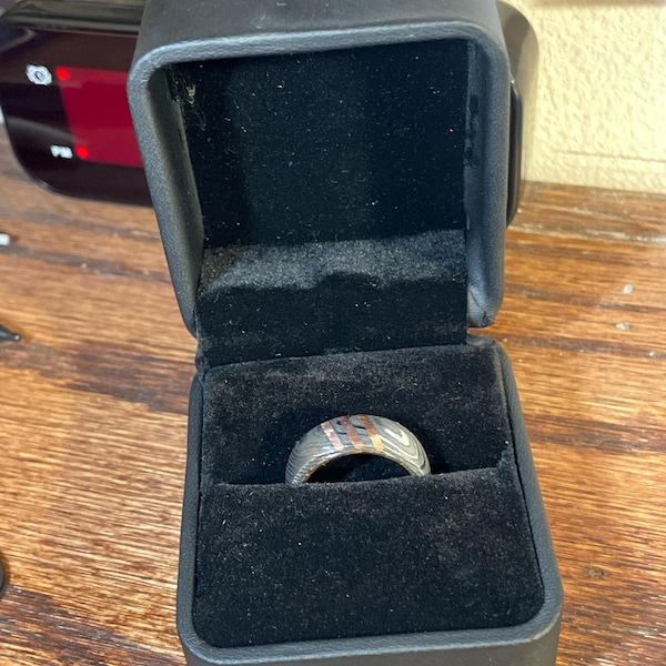 Simple Damascus Ring With Deep Pattern 6mm Domed Shape Ring Band for ...