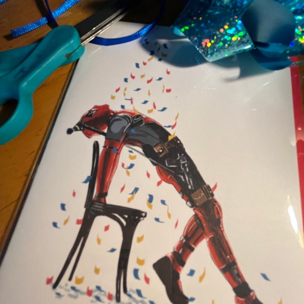 Funny Deadpool Birthday Shower Card, Superhero Birthday Gift Idea ...