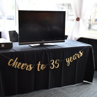 Cheers to 35 Years Banner 35th Wedding Anniversary Party Decorations ...