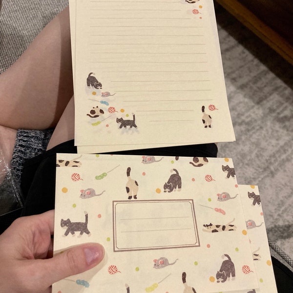 Playing Cats Writing Letter Set / Mino Washi / Japanese Stationery ...