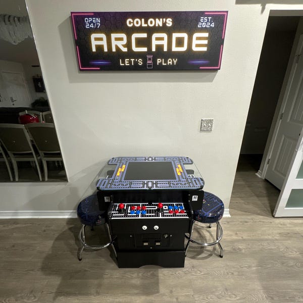 Arcade Sign, Custom Game Room Wall Art, Personalized Arcade Gifts for ...