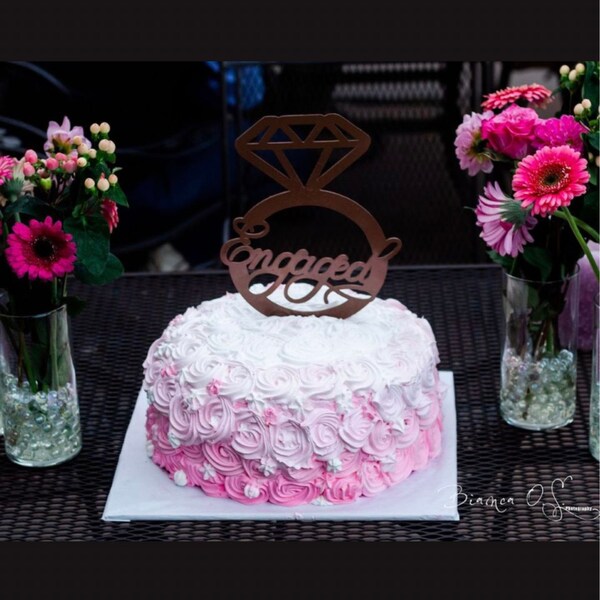 Engagement Ring Cake Toppers Engaged Cake Topper bridal Shower Cake ...