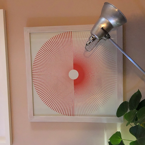 Modern Red Sun Wall Decor Abstract Sun Print Geometric Wall Art ...