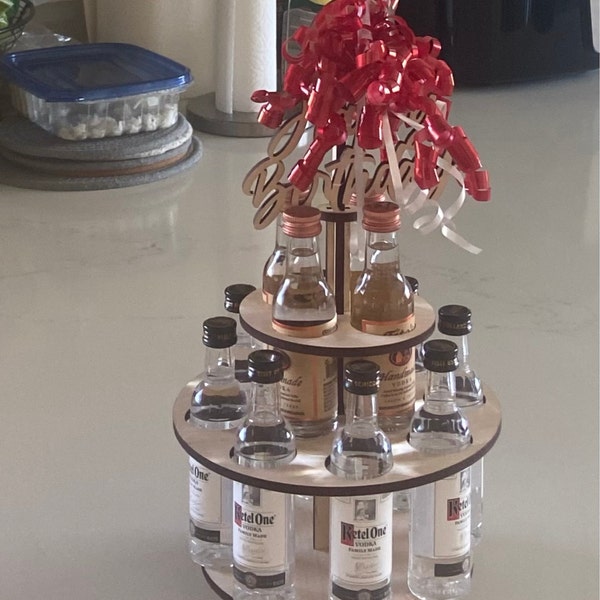 Mini Liquor Bottle Two Layer Cake, Mini Liquor Bottle Celebration Cake ...