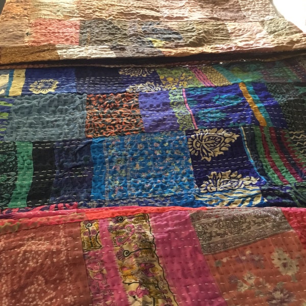 Bohemian Patchwork Quilt Kantha Quilt Handmade Vintage Quilts Boho King ...