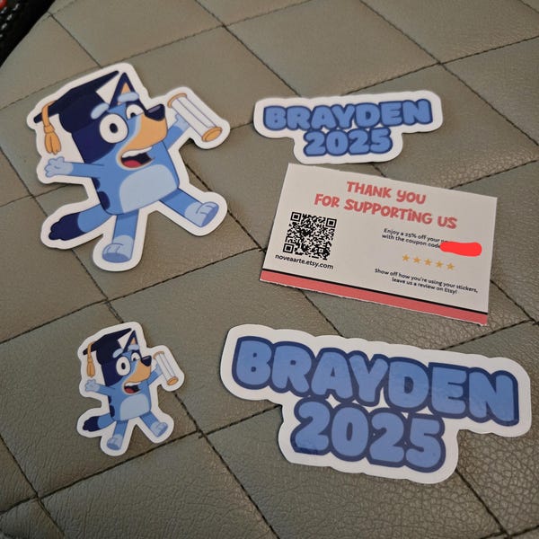Bluey or Bingo Graduation Sticker With Custom Name & Year | Kids ...