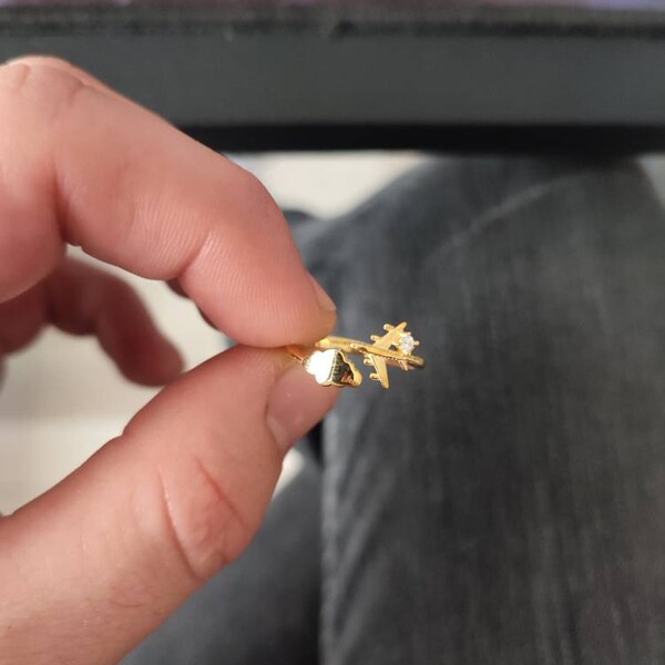 Solitaire Airplane Ring, 925 Sterling Silver, Women's Ring, Airplane ...