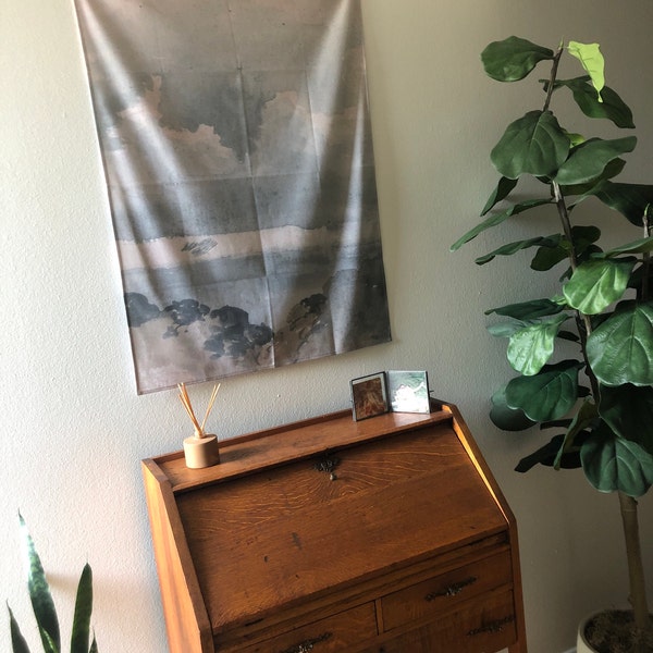 Wall Covering, the Great Wave Wallpaper, Blue Wallpaper, Beige ...