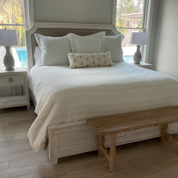 Wood Noodle Console Entry Table 4ft X 10"x 34" Weathered Blonde ...