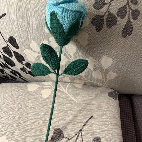 Crochet Rose With Blue Strip Crochet Flower Knitting Thailand Blue Rose ...