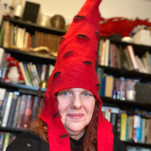 Red Witch Hat Felted Wool Wizard Costume Hat Pointy Hat With Thousand ...