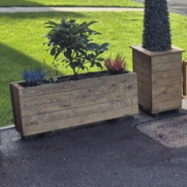 Handmade High Wooden Planter Herb Box Patio Tall Trough Plant Flower ...