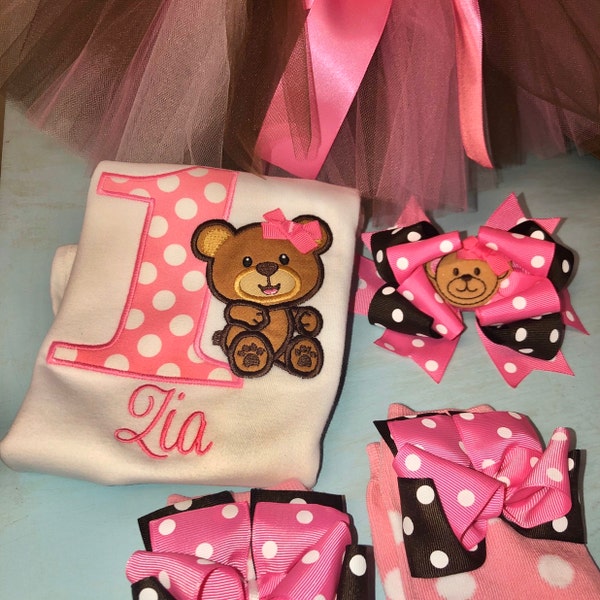 Teddy Bear Birthday Tutu Outfit-first Second Third Teddy Bear Birthday ...