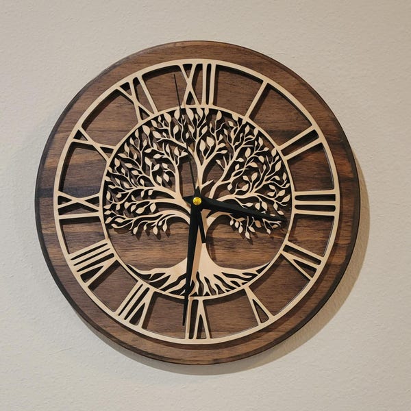 Tree of Life Wall Clock Laser Cut Design – Digital Download (svg, Dxf ...