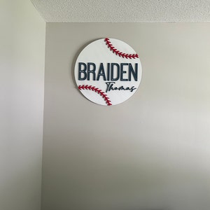 Baseball Nursery Name Sign, Round Name Sign, Sports Nursery, Boy Name ...