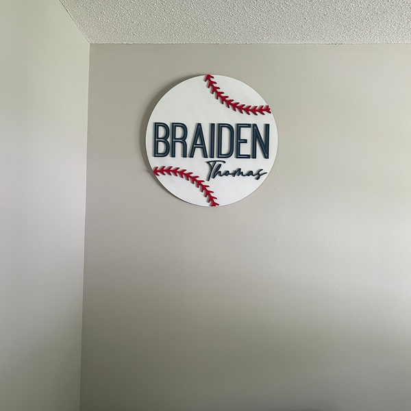 Baseball Nursery Name Sign, Round Name Sign, Sports Nursery, Boy Name ...
