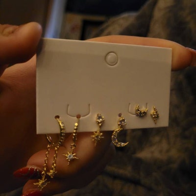 Silver Star Moon Earring Set, Earring Stack, Celestial Earring Set ...