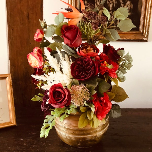 The King | Real Touch Floral Arrangement Centerpiece, Artificial Silk ...