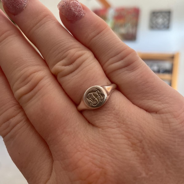 14K Signet Ring-personalized Ring-monogram Ring-gold Ring-personalized Jewelry-engraved Ring ...