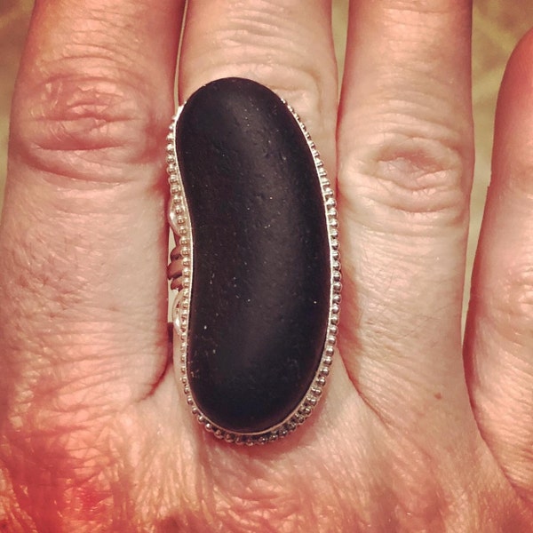 Custom Made Rare Black Pirate Glass Genuine Seaglass and Sterling ...