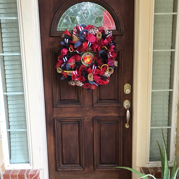 USMC Wreath: Patriotic Marine Corps Front Door Decor - Etsy