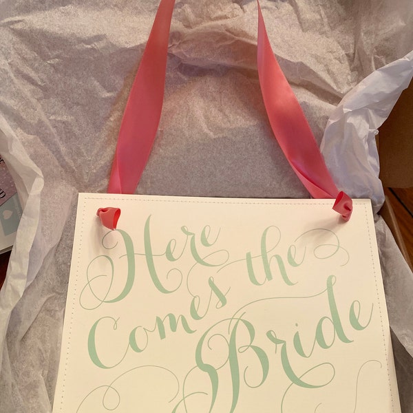 Here Comes the Bride Sign Wedding Sign Ring Bearer Flower Girl Banner ...
