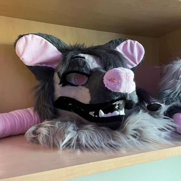 3d Printed Opossum Fursuit Head Base With Moveable Jaw, Eyes, Teeth and ...