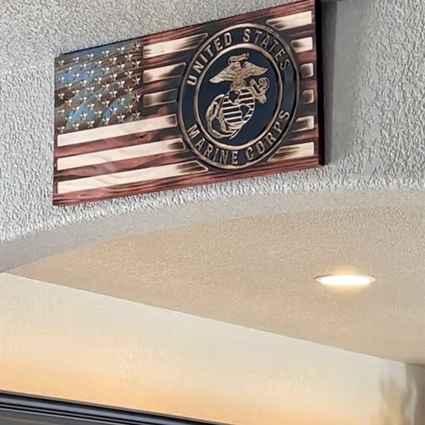 Rustic Wooden American Flag: Marine EGA Wall Decor - Etsy