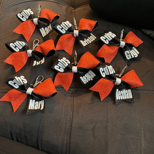 Cheer Bow Key Chain or Back Pack Bow. Customized in Your Colors - Etsy