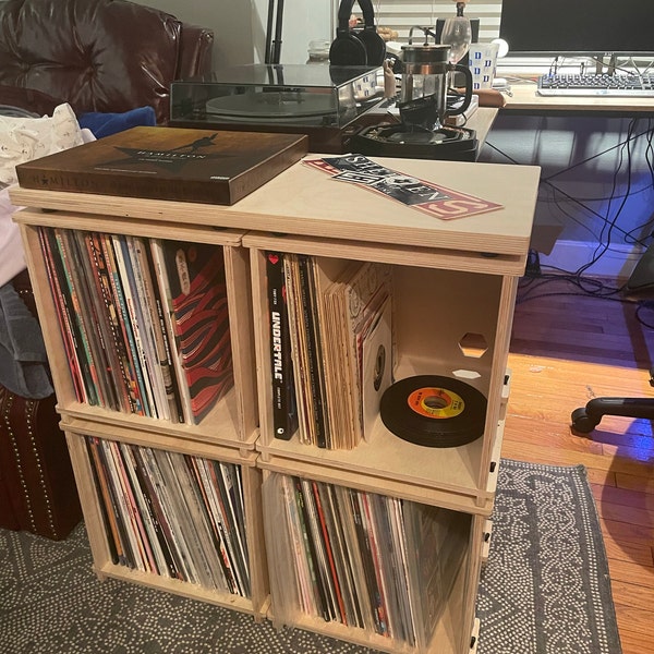 Modular Record Storage Console Set of 2 With Topper - Etsy