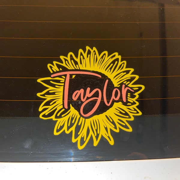 Sunflower Name Vinyl Decal | Sunflower Decal | Sunflower Sticker | Name ...