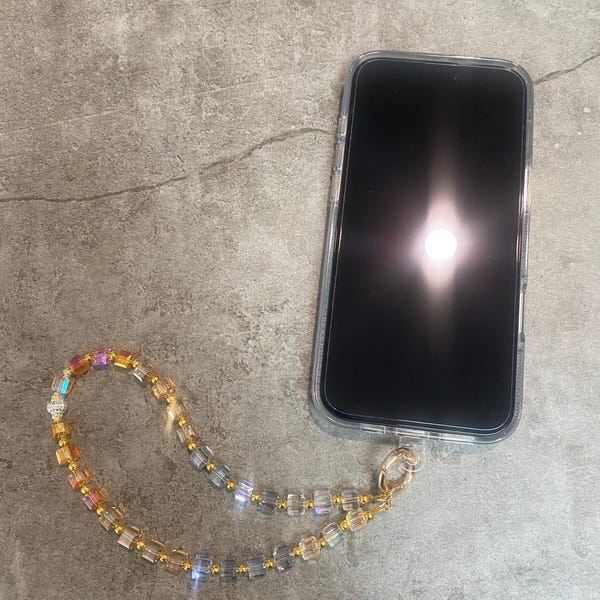 Ocean Breeze Crystal Phone Charm, Blue Phone Strap, Beaded Phone Charm ...