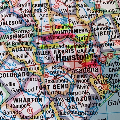 Texas State Wall Map Large Print Poster - Etsy