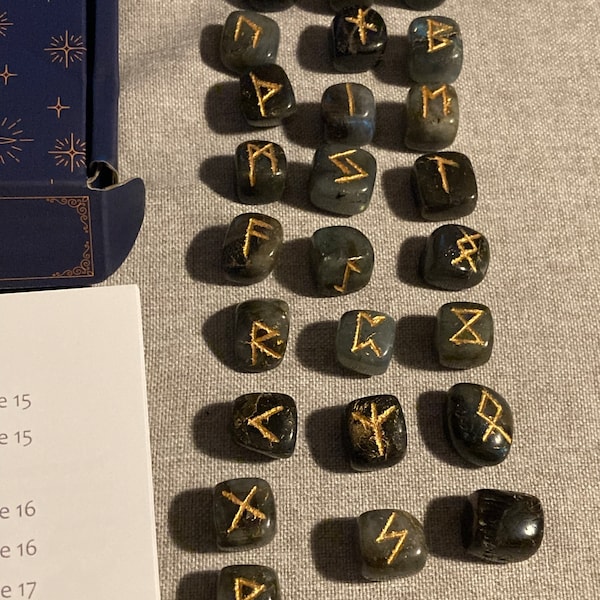 Rune Stones Gift Set Includes 21 Page Guide Book and Free Satin Lined ...