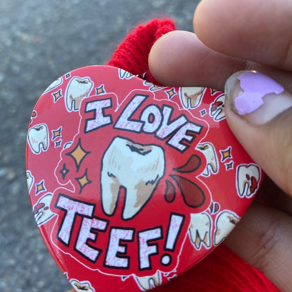 I Love Teef! Large Heart Button! 2.25" - Etsy