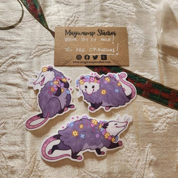 Opossum Vinyl Stickers (pack of 3) - Cute Waterproof Possum Sticker ...