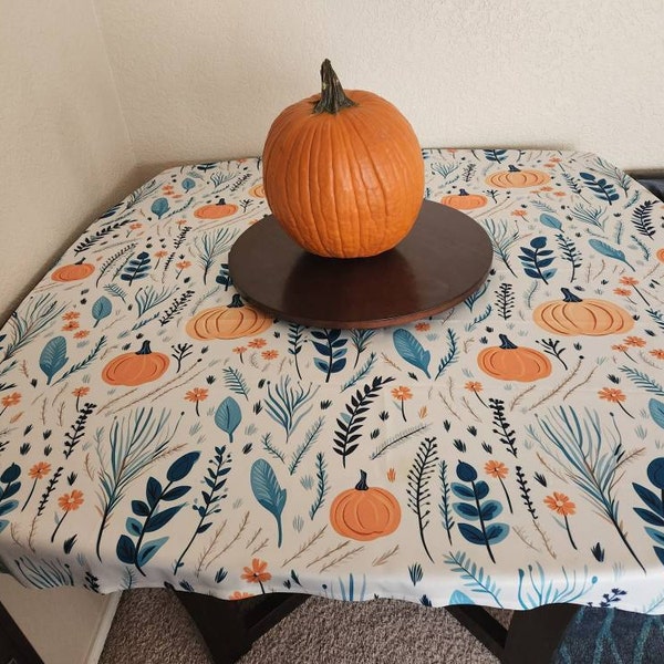 Blue Autumn and Fall Tablecloth - Farmhouse Boho Rustic Minimalist ...