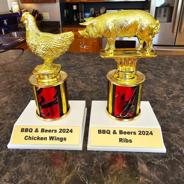 Rustic BBQ Trophy,grand Champion,1st Place Bbq,people's Choice Winner ...