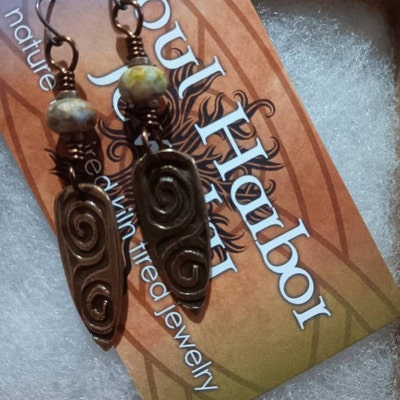 Rowan Tree Ogham Charm, Copper Pendant, Connemara Marble, Hand Carved ...