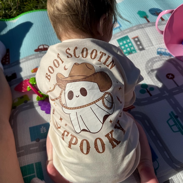 Personalized Boot Scooting Spooky Romper, Halloween Baby Romper, Baby ...
