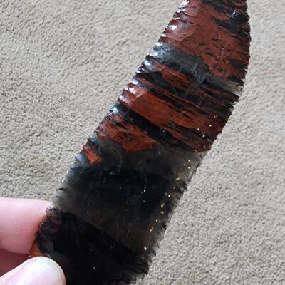 Large Knapped Glass Bowie Knife With Deer Antler Handle Flint Knapping ...