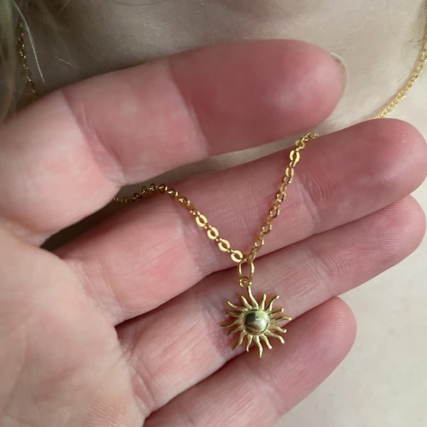 Dainty Sun Necklace, Gold Sunshine Necklace, Sun Symbol Necklace ...