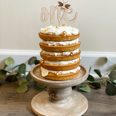 BEE One Cake Topper Wood 1st Birthday Cake Topper Hapbee Happy Bee Day ...