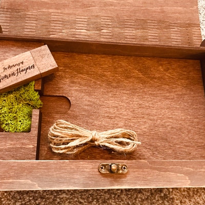 5x7 Wedding Photo Box and USB Flash Drive, Memory Box for Photos, Wood ...