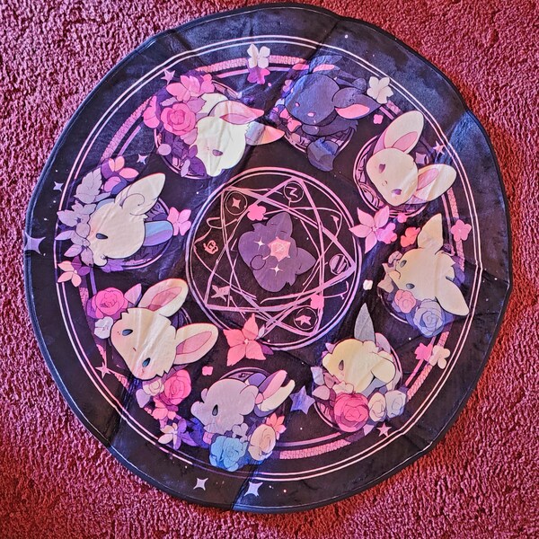 Kawaii Goth Bunnies Rug,kawaii Plushies Goth Round Rug, Harajuku ...