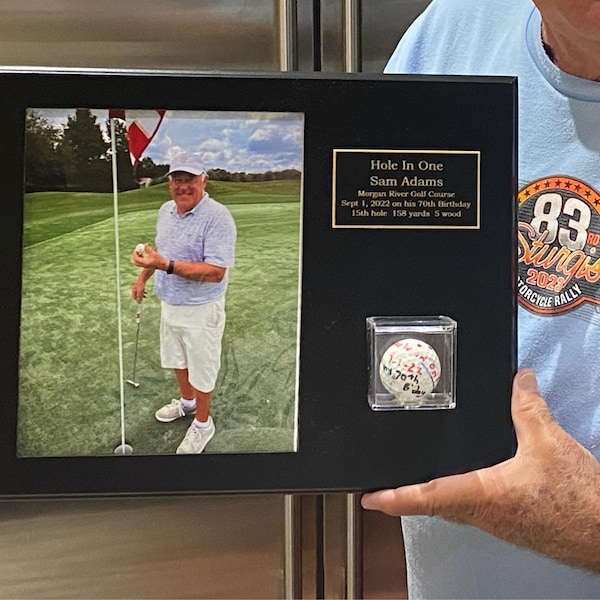 Golf Ball Personalized Glass Display Case With Solid Oak Wood Base With ...