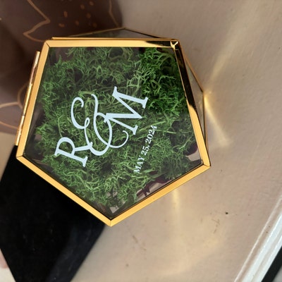 Geometric Glass Ring Box With Moss Rose Gold or Gold Personalized Ring ...